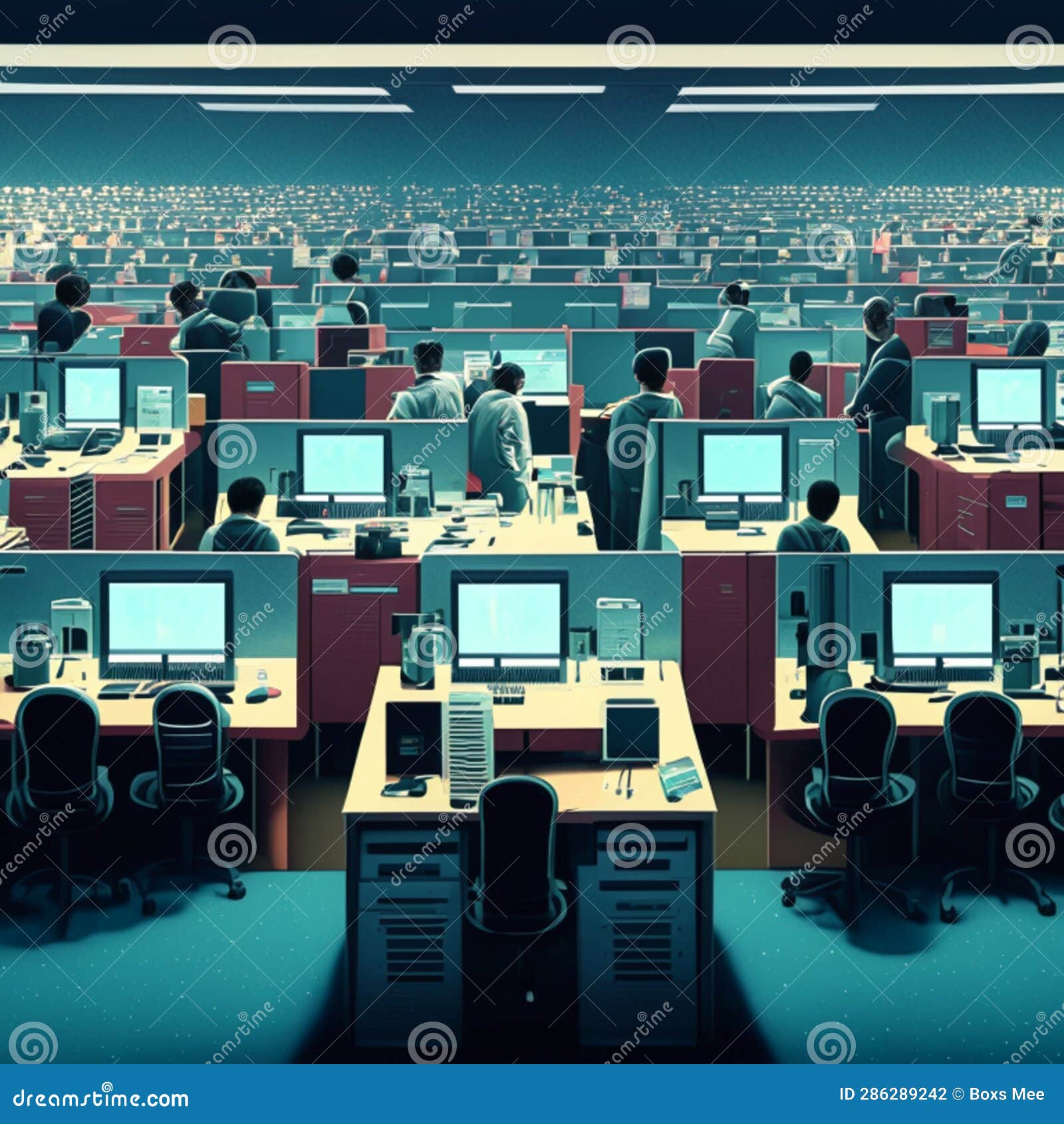 Computer Monitors in a Computer Room, 3d Rendering. Computer Room AI ...