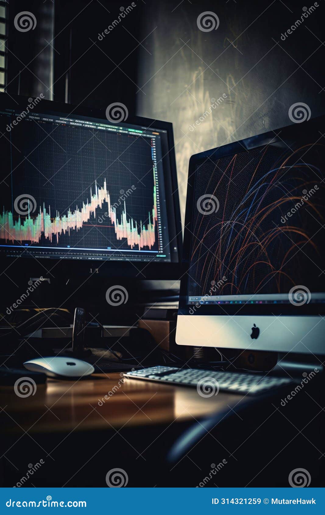 Computer Monitors with Stock Market Data on the Screen, Stock Trading ...