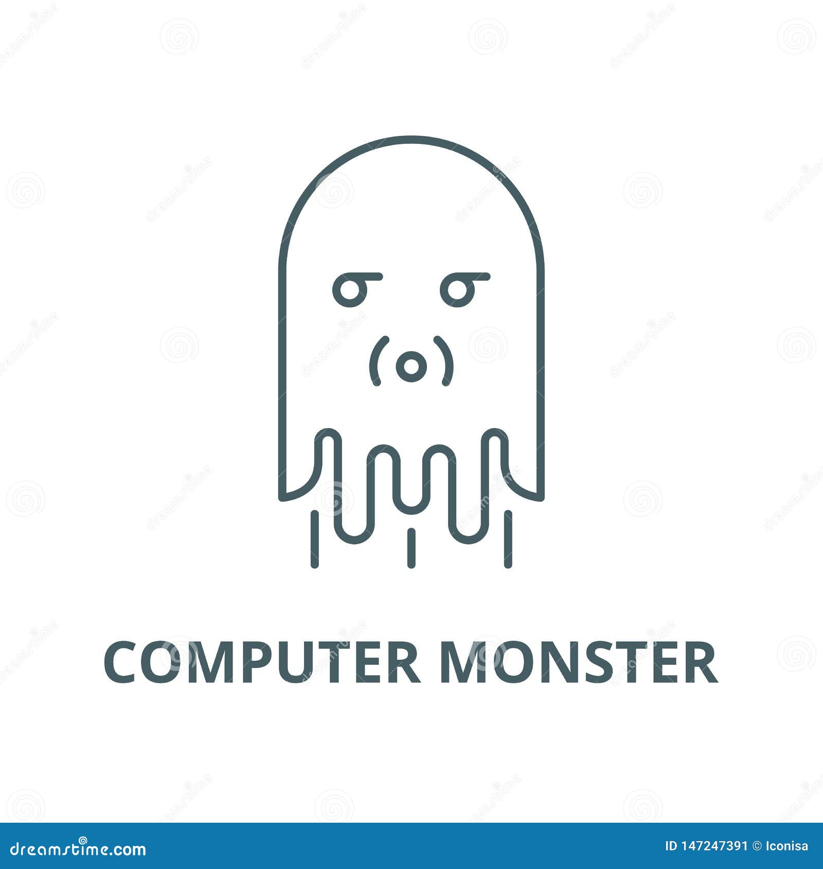 Computer Monster Vector Line Icon, Linear Concept, Outline Sign, Symbol ...