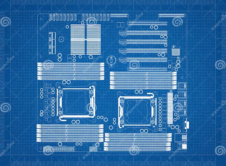 Computer Motherboard Architect Blueprint Stock Illustration ...