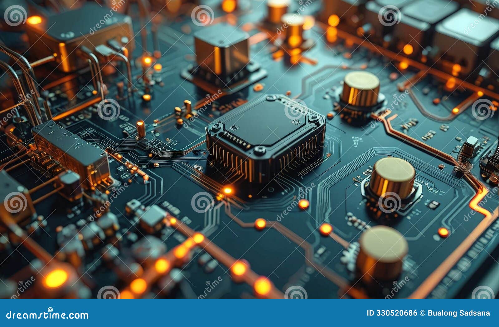 Computer Motherboard with Circuit and Stock Illustration - Illustration ...