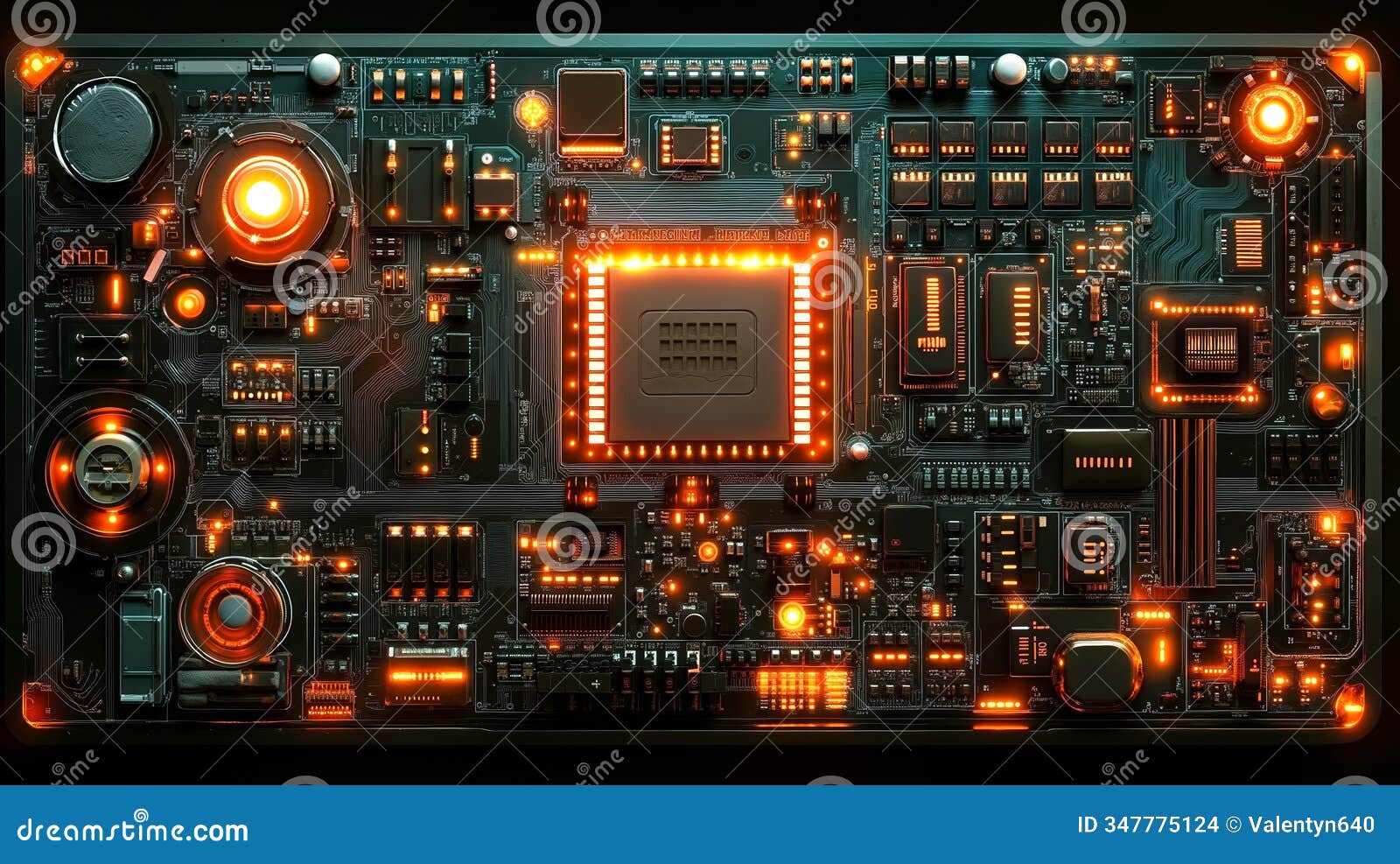 A Computer Motherboard with a Circuit Board in the Middle of it Stock Photo - Image of pattern ...