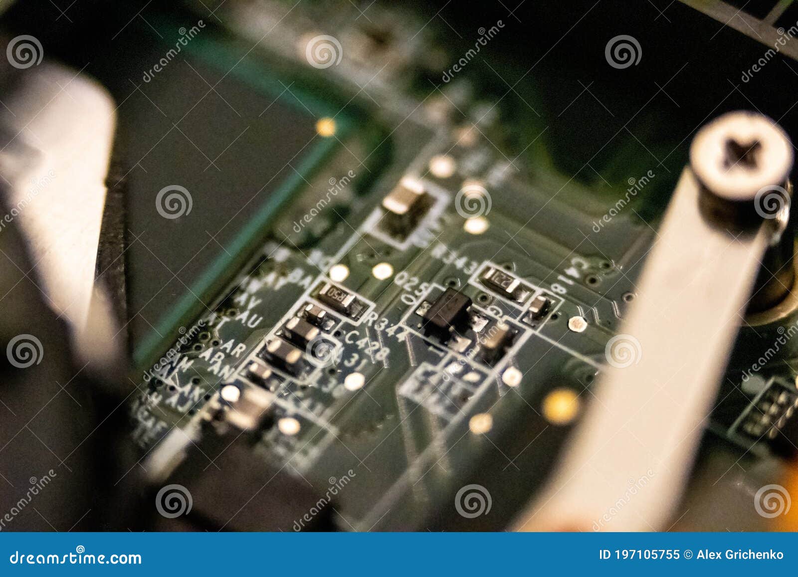 Computer Motherboard Circuits Parts or Repair Stock Image - Image of ...