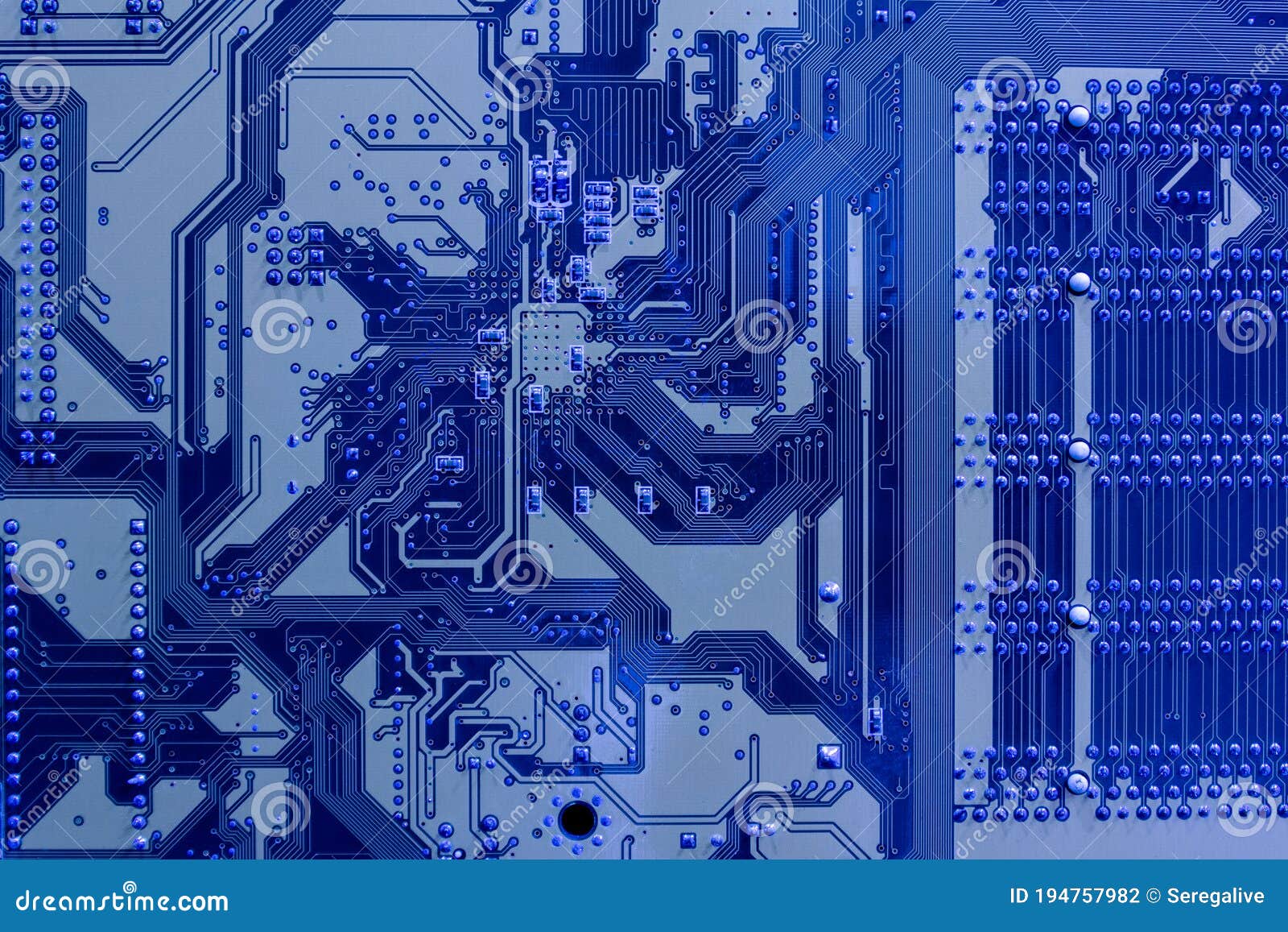 Computer Motherboard. Classic Blue Background with Pc Backdrop, Close ...