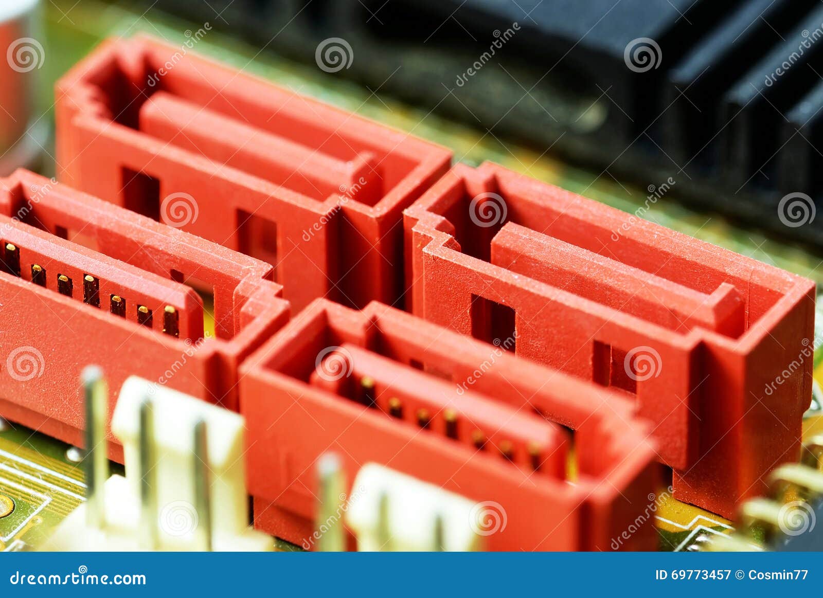 The Motherboard And SATA 2 With Connected RAM Wires And Hard Drives ...