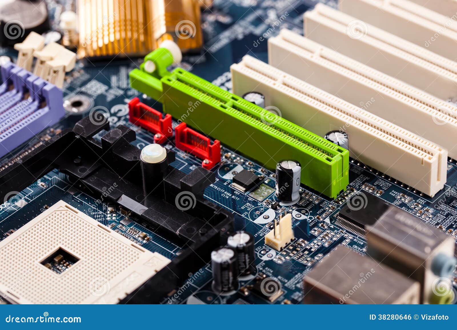 Computer Motherboard Closeup Stock Photo - Image of card, memory: 38280646