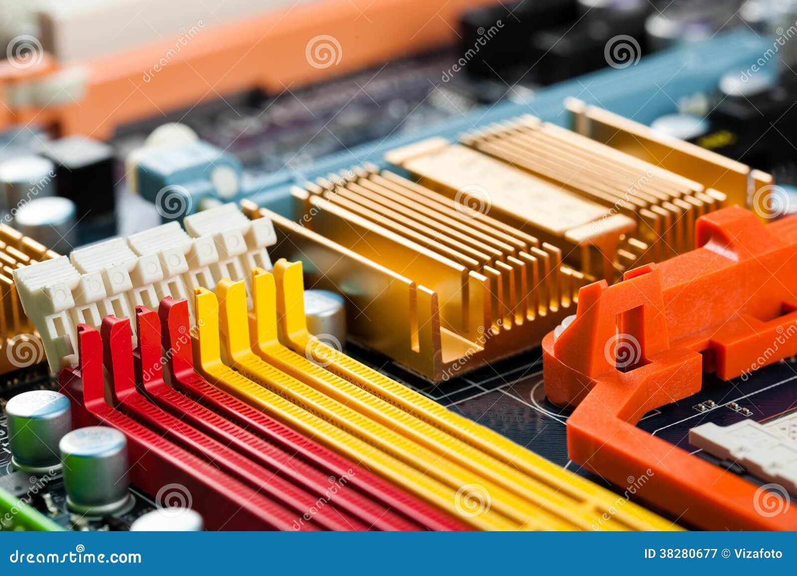 Computer Motherboard Closeup Stock Image - Image of closeup, electrical ...