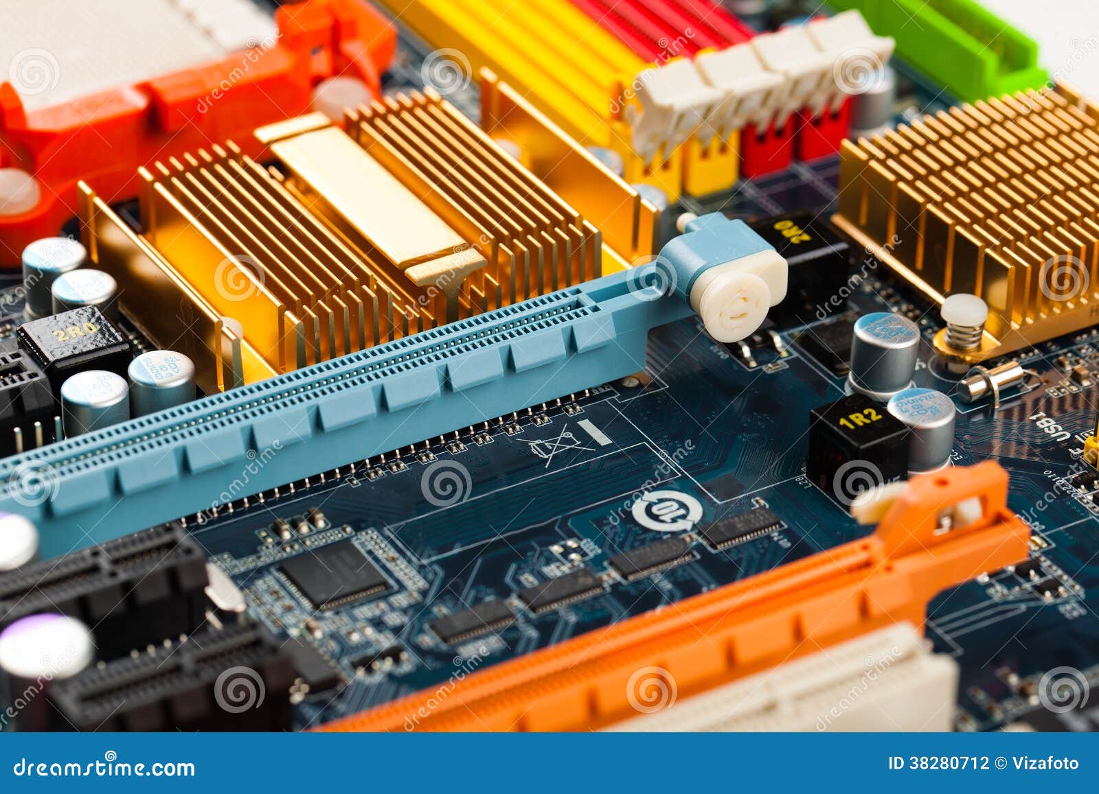 Computer Motherboard Closeup Stock Photo - Image of card, communication ...