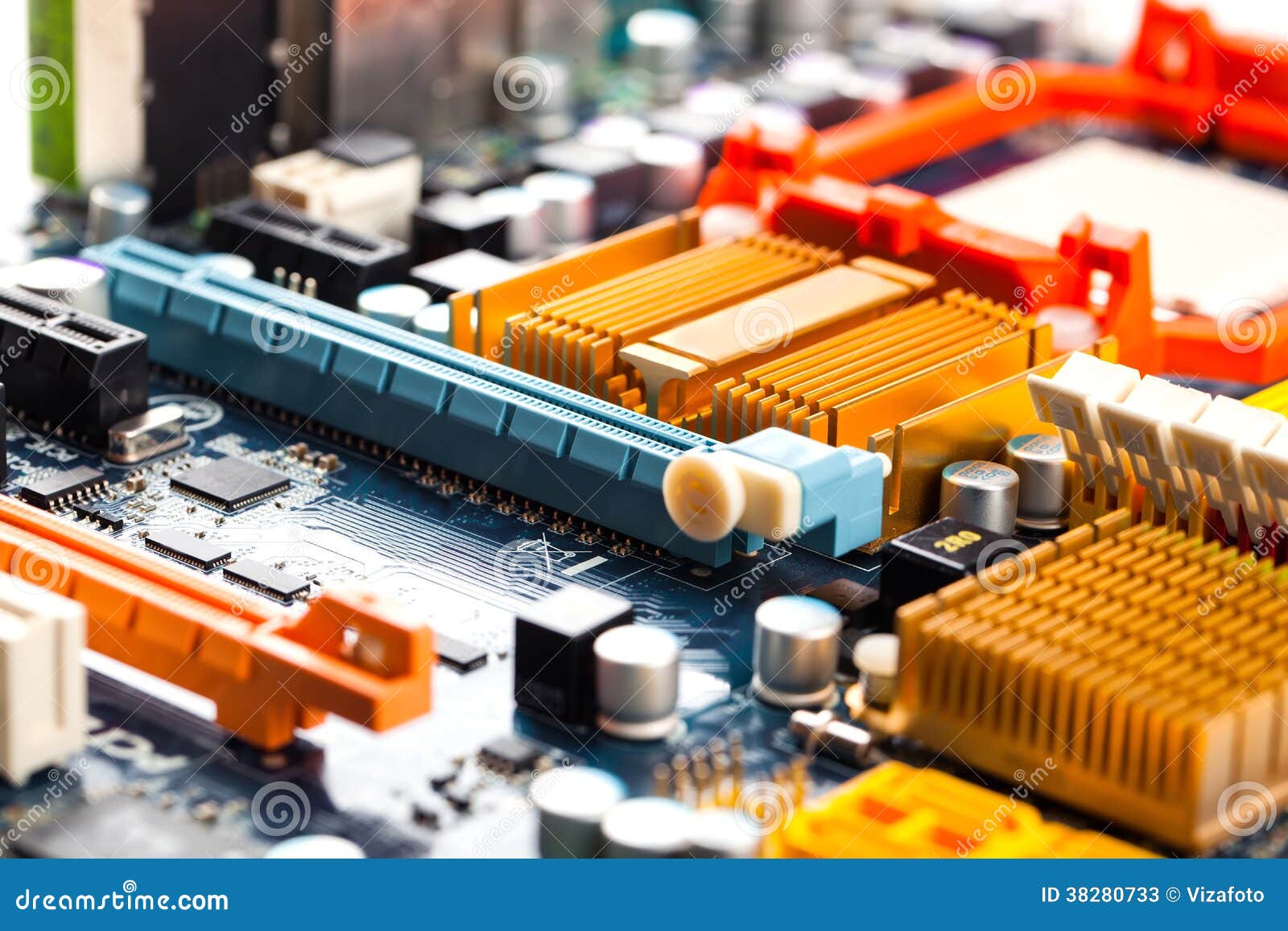 Computer Motherboard Closeup Stock Image - Image of engineering, high ...