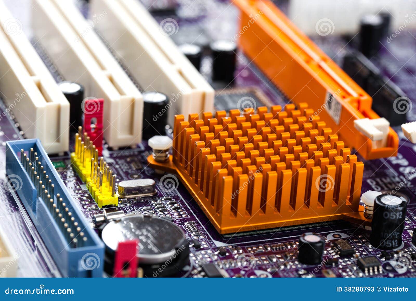 Computer Motherboard Closeup Stock Image - Image of cable, circuit ...