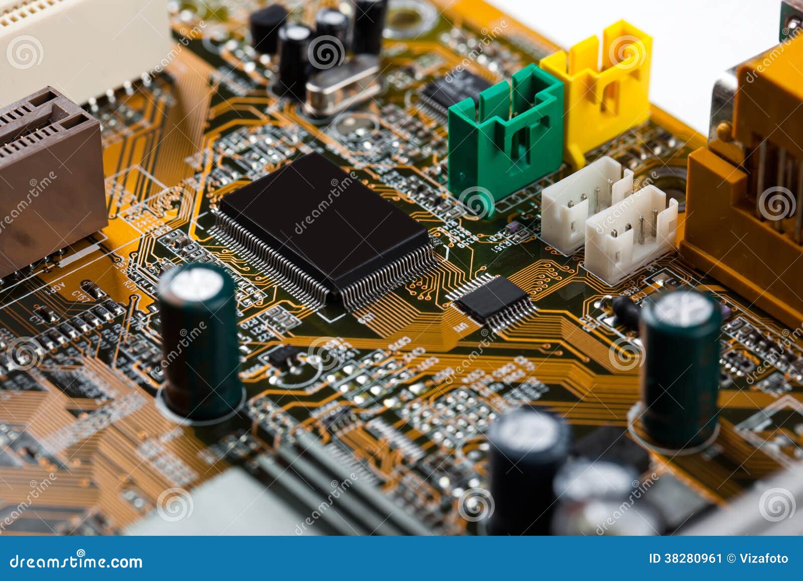 Computer Motherboard Closeup Stock Image - Image of industry ...