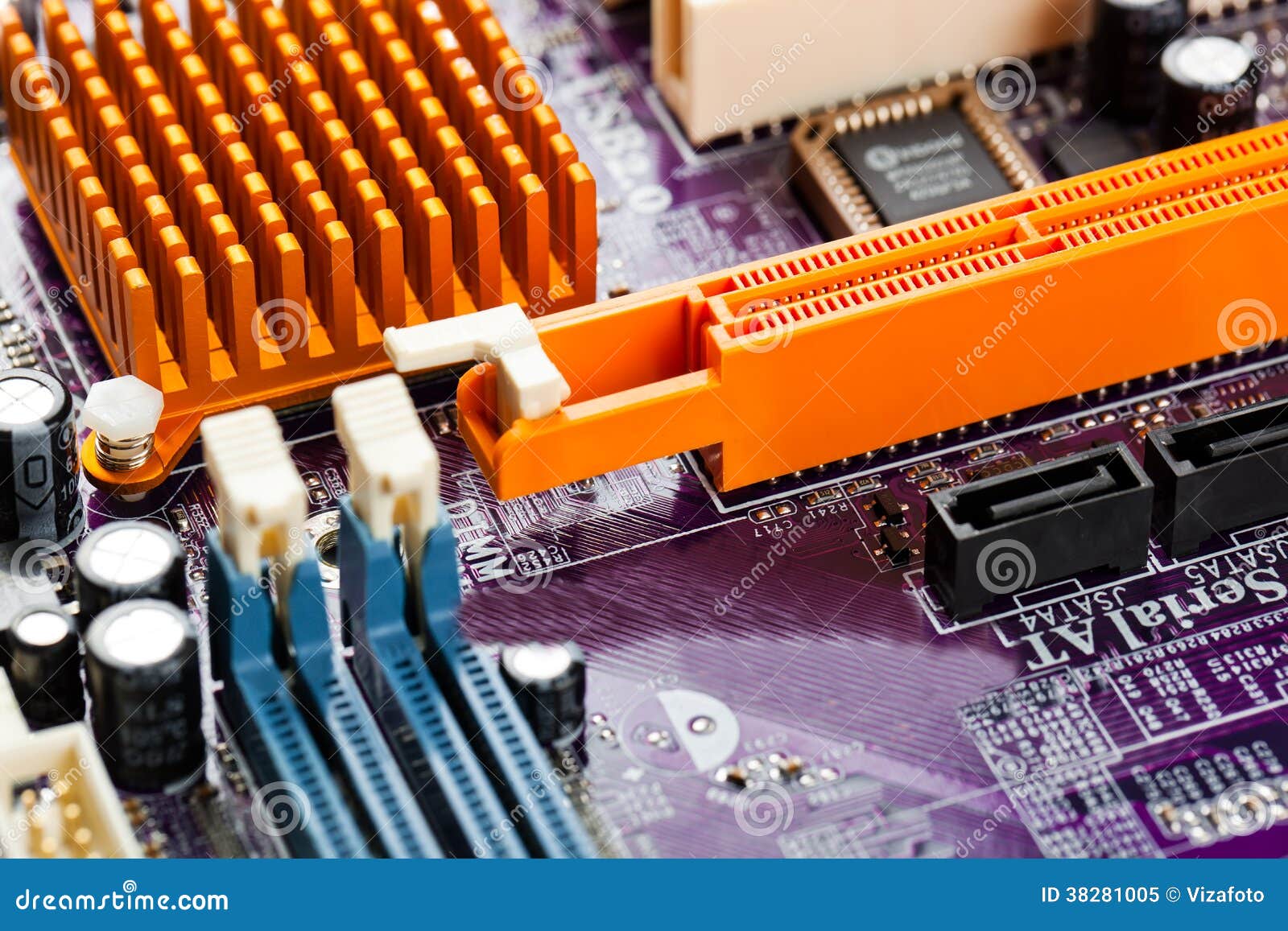 Computer Motherboard Closeup Stock Image - Image of background ...