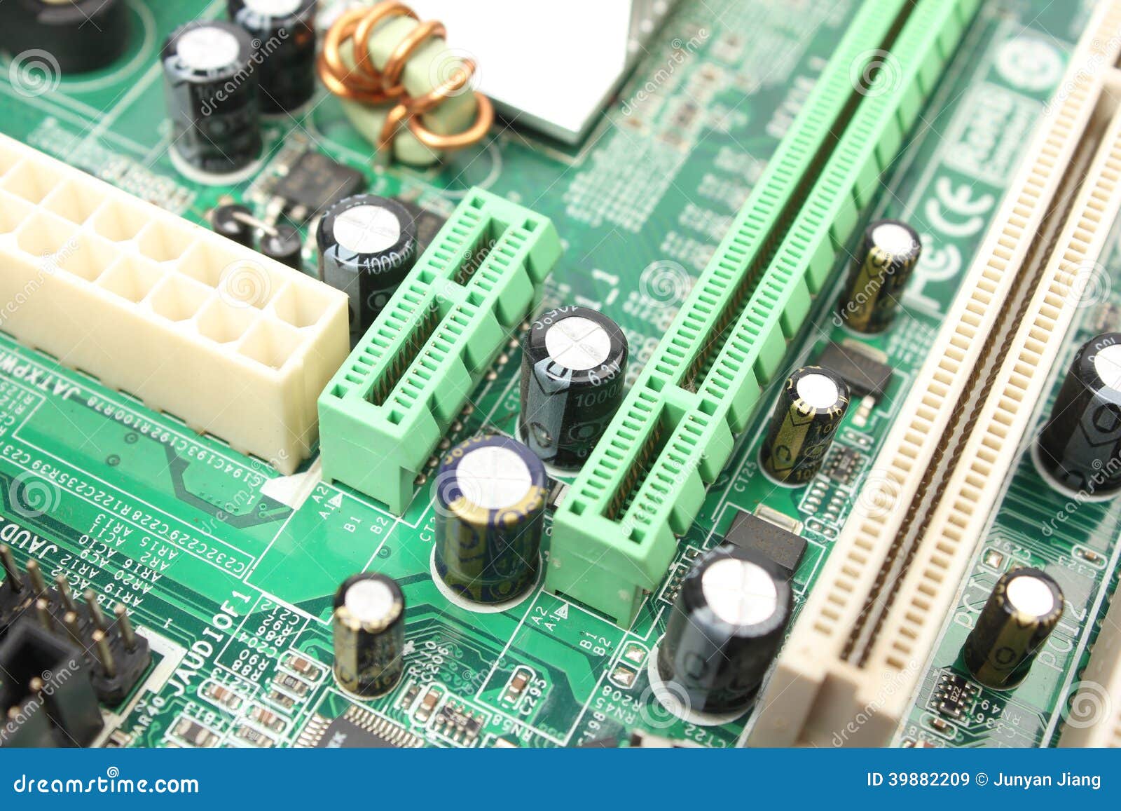 Computer Motherboard Closeup Stock Image - Image of connection, data ...