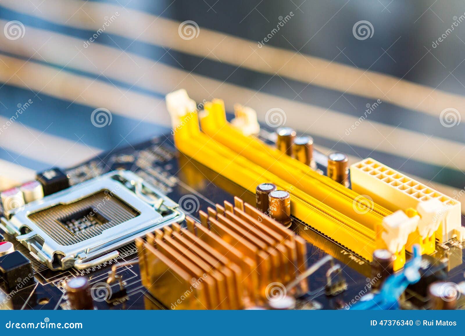 Computer motherboard stock photo. Image of closeup, inside - 47376340