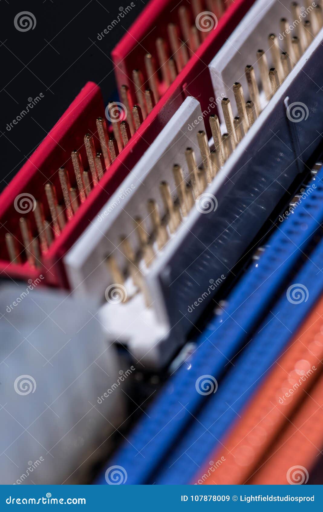Computer Motherboard Colorful Ports Stock Image - Image of network ...