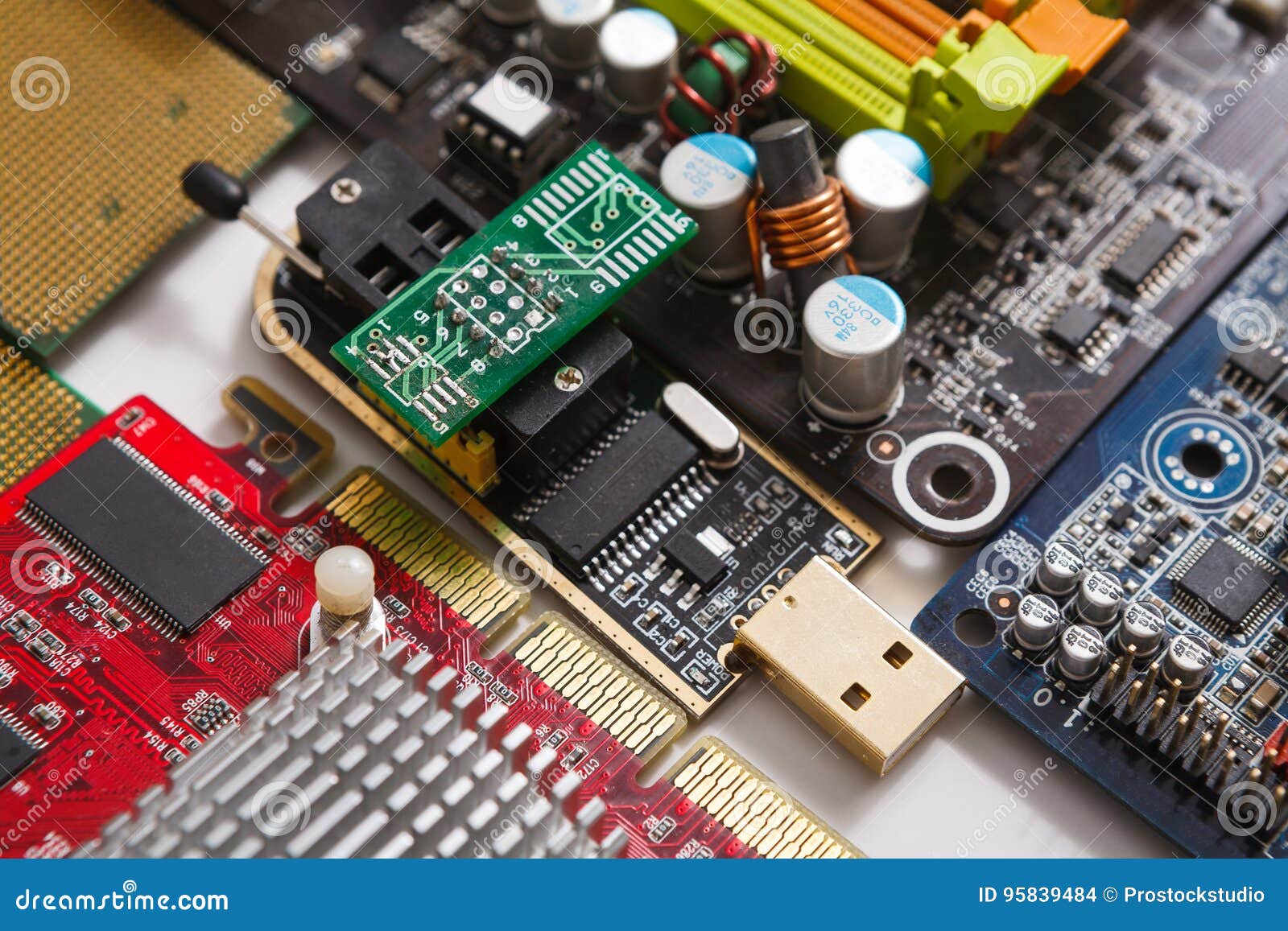 Computer Motherboard Components Close Up Stock Photo - Image of ...