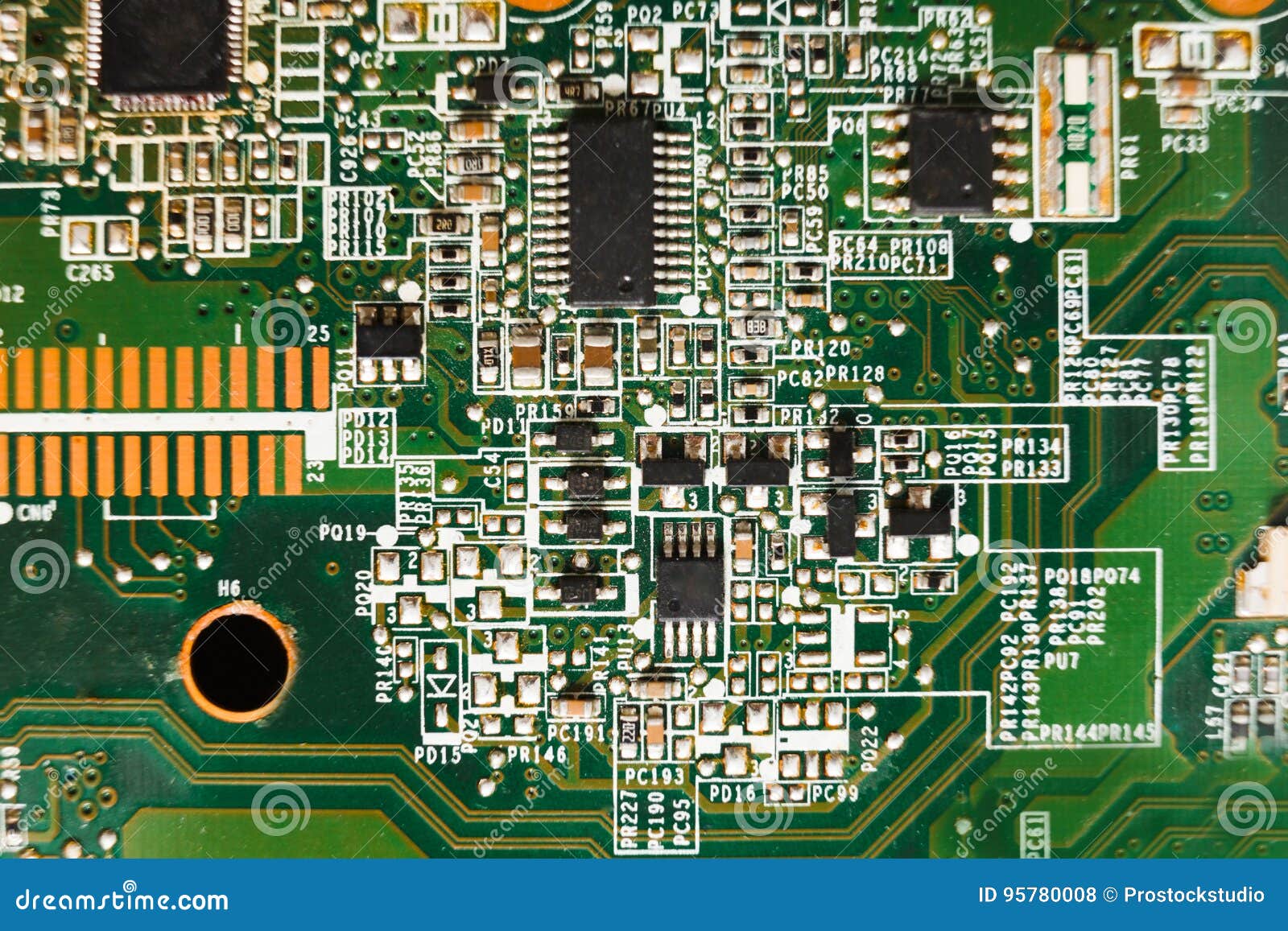 Computer Motherboard Components Close Up, Top View Stock Photo - Image ...