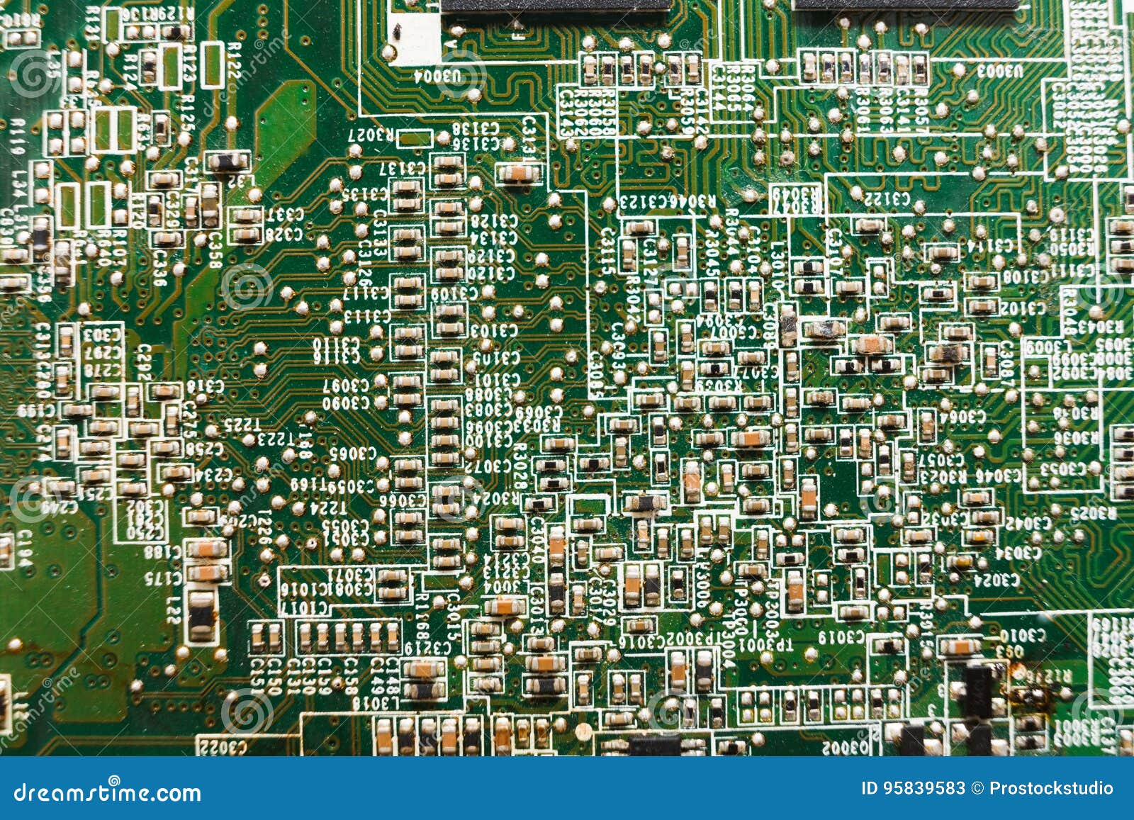 Computer Motherboard Components Close Up, Top View Stock Image - Image ...