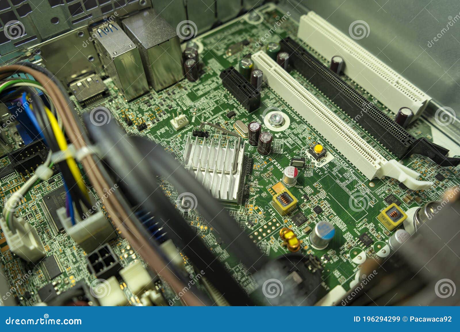 Computer Motherboard with Components and Wires Stock Image - Image of ...