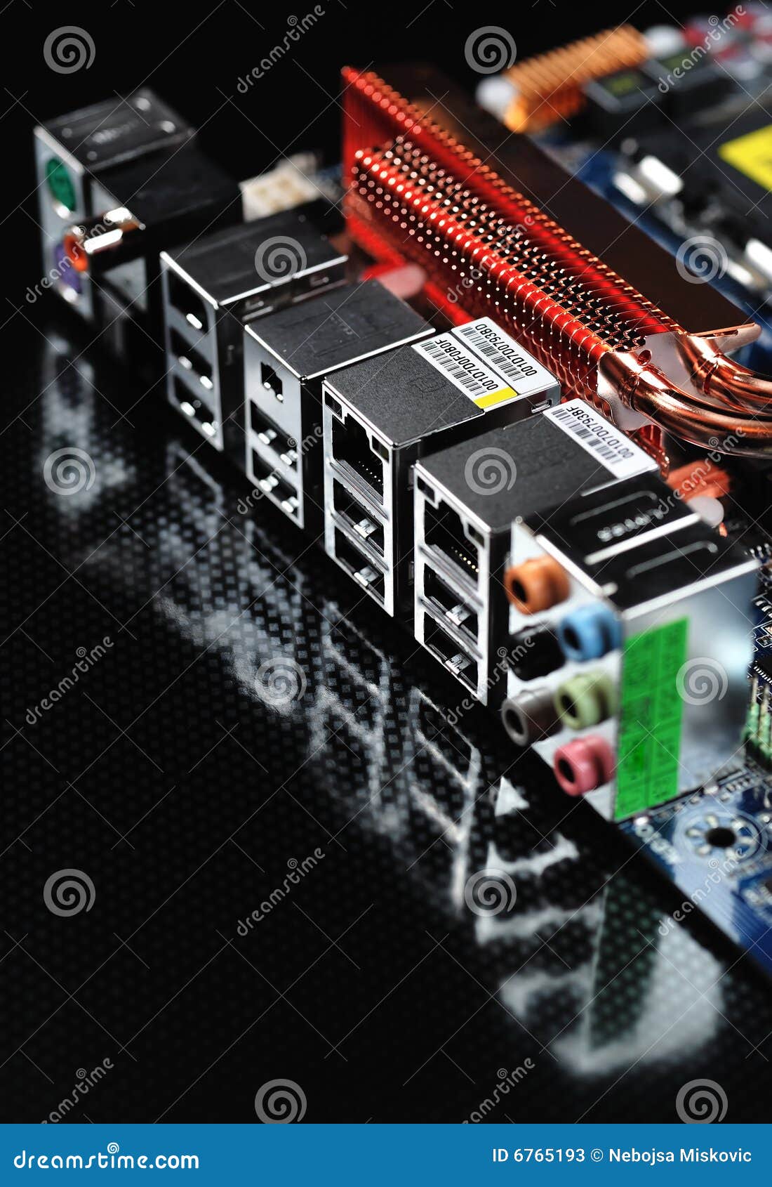 Computer Motherboard Connectors Stock Image - Image of colorful ...