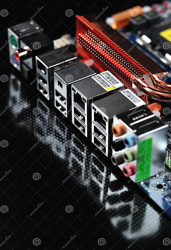 Computer Motherboard Connectors Stock Image - Image of colorful ...