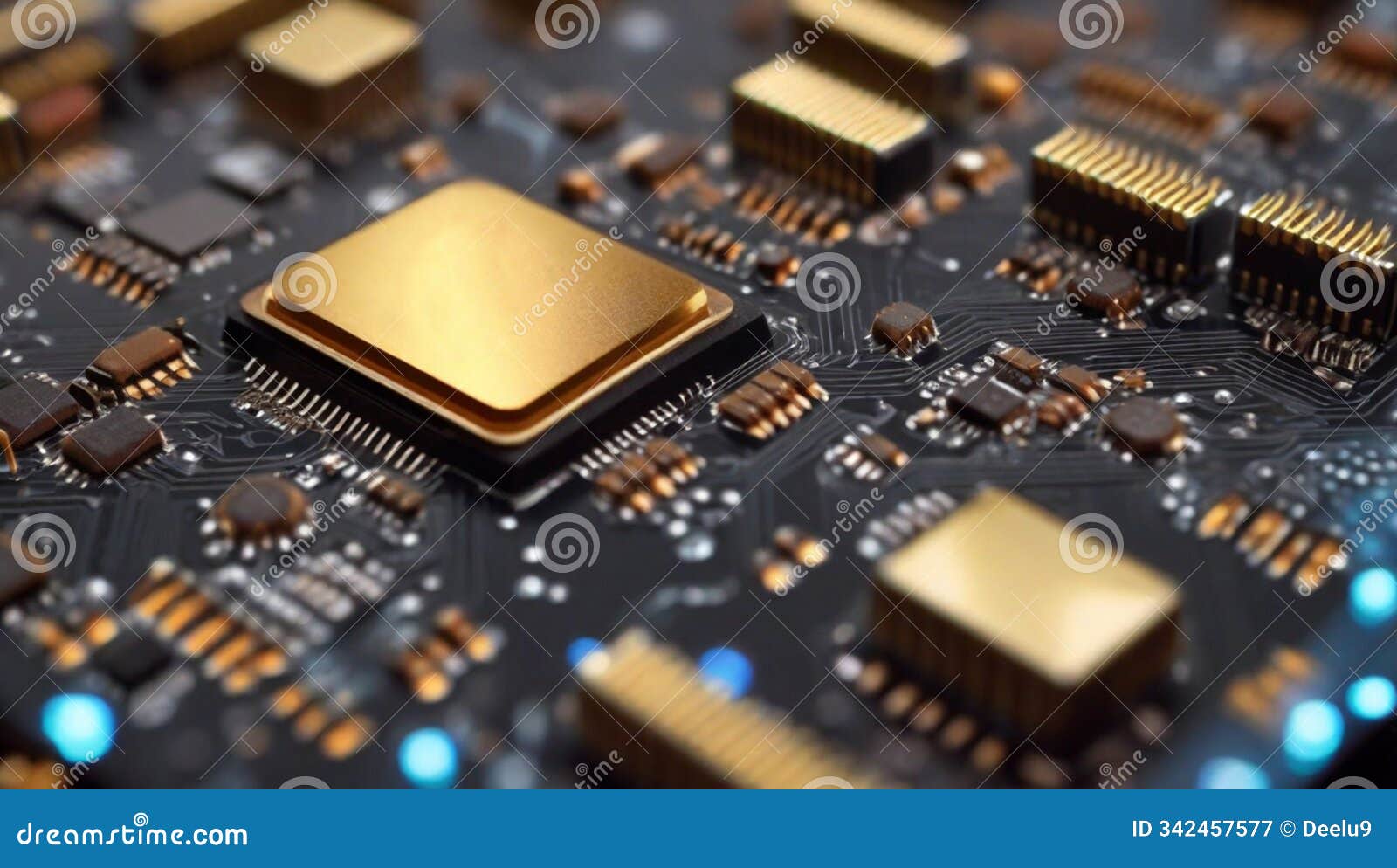 Computer Motherboard with Connectors and Electronic Circuits in Orange ...