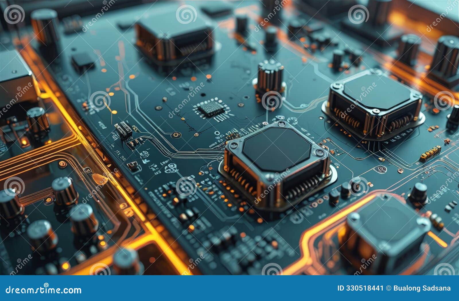 Computer Motherboard with Cpu Chip Stock Illustration - Illustration of ...