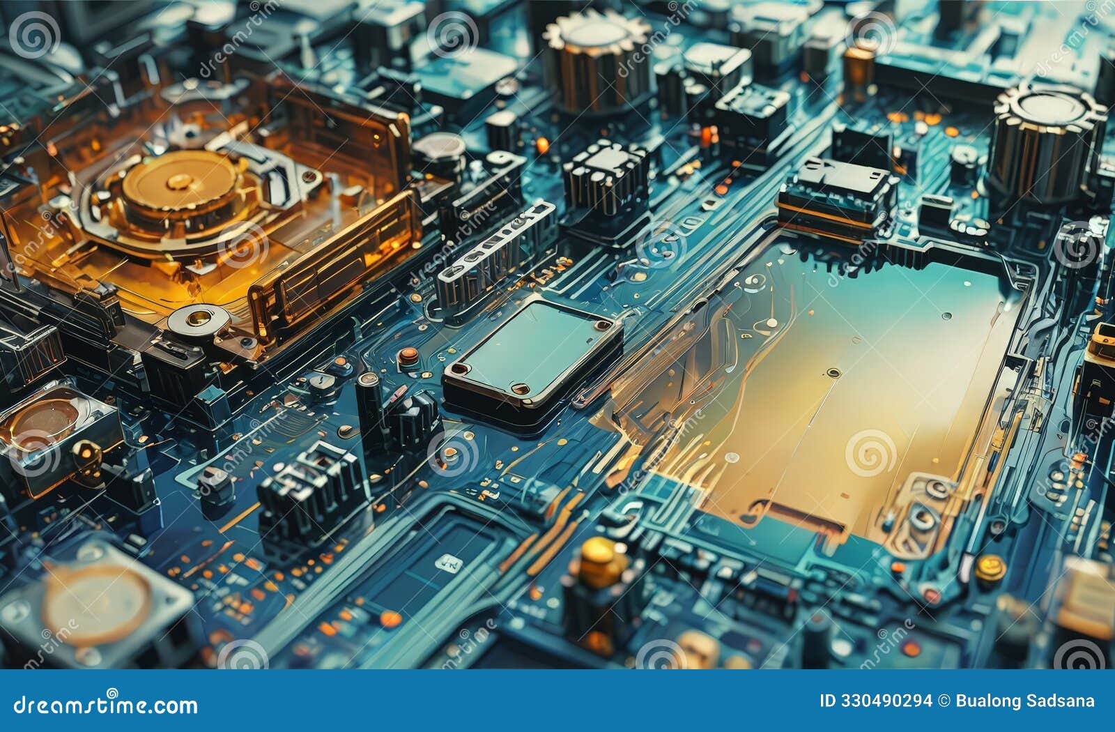 Computer Motherboard with Cpu and Chips Stock Illustration ...