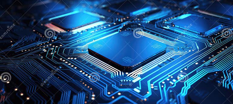 Computer Motherboard with CPU. Circuit Board System Chip with Core ...