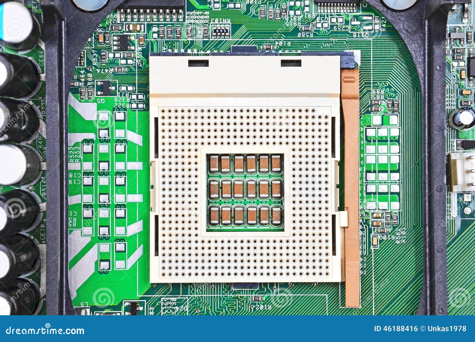 Computer Motherboard, CPU Socket Stock Photo - Image of binary ...