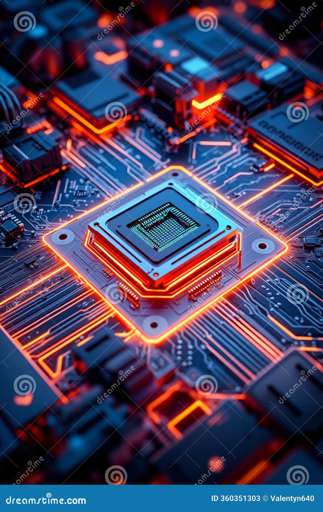 A Computer Motherboard with a Cpu on Top of it Stock Illustration ...
