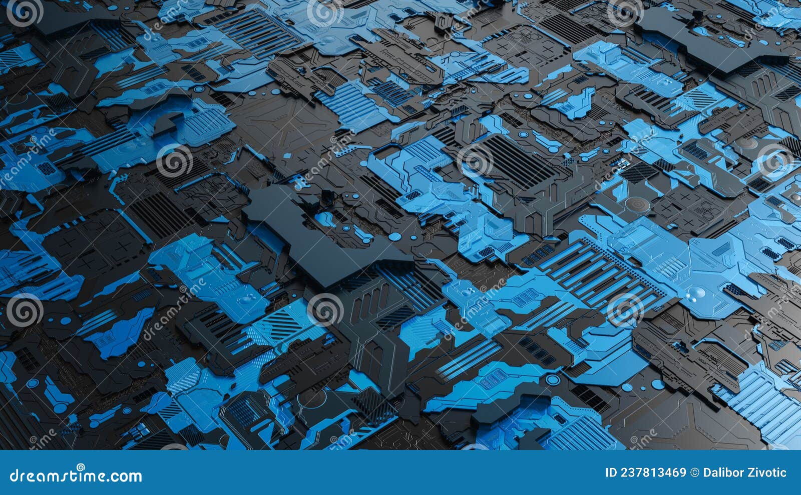Computer Motherboard 3d Background, 3d Illustration Stock Illustration ...