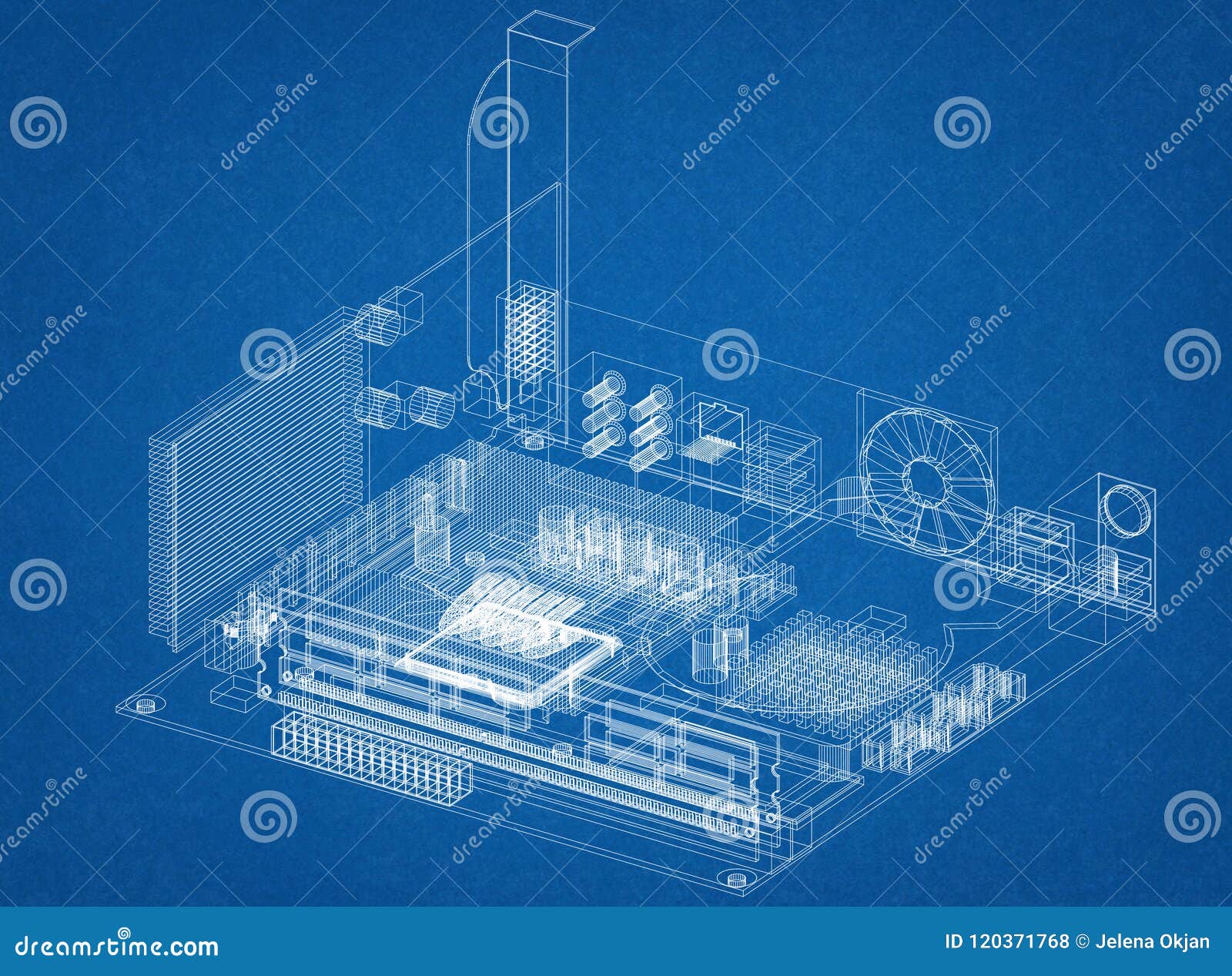 Computer-Motherboard-Design-Architekt Blueprint Stock Abbildung ...