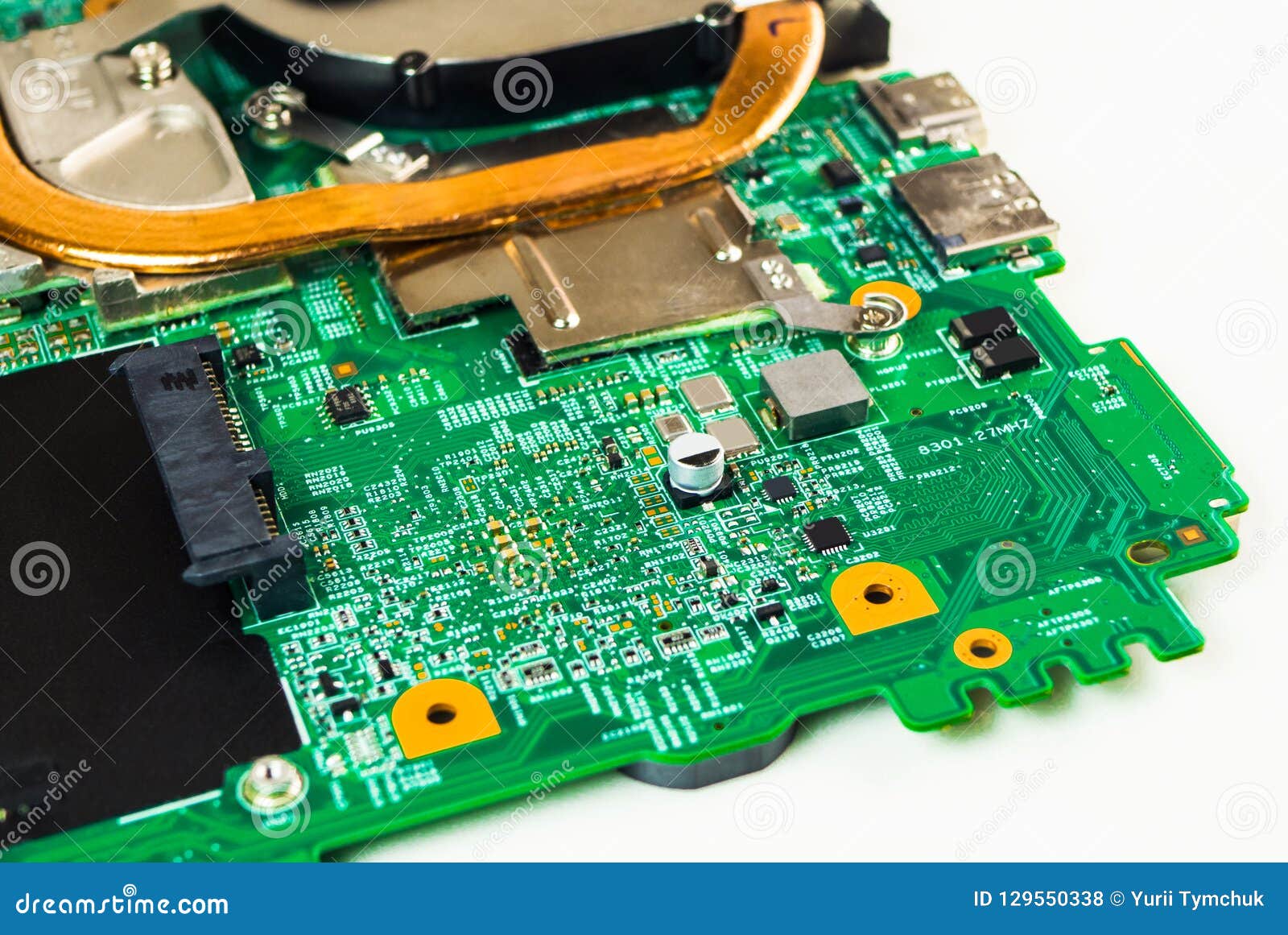 Computer Motherboard with Electronic Components in Detail, Closeup Shot ...