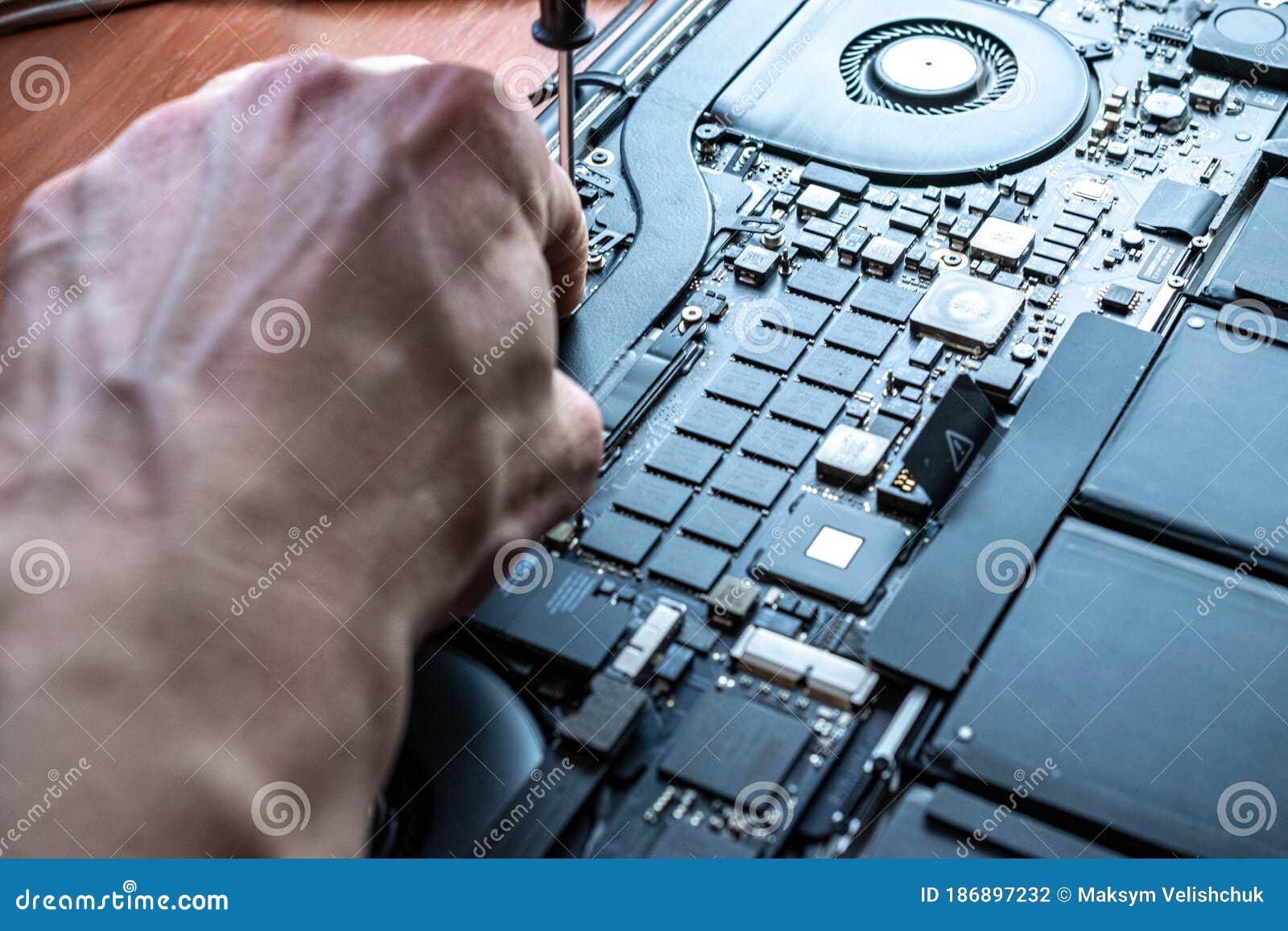 Computer Motherboard Electronic Repair. Hardware Service Technology ...