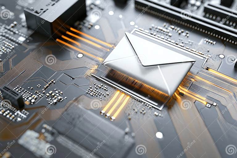 A Computer Motherboard with an Envelope Placed on Top, Great for Tech ...