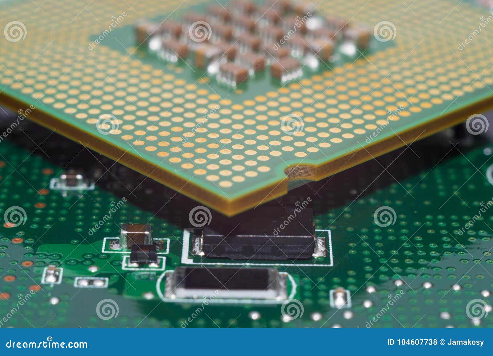 A Computer Motherboard with Half Stock Photo - Image of green, close ...