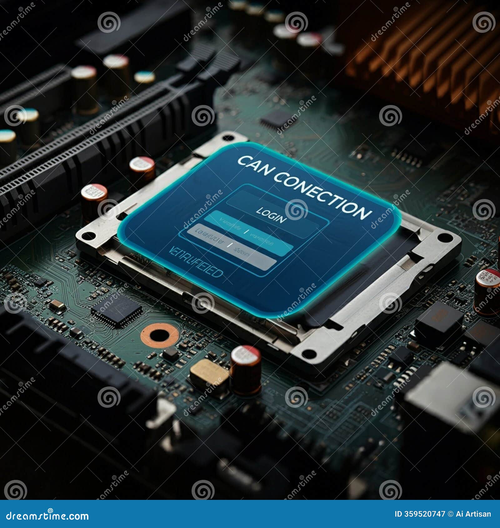 A Computer Motherboard with a Highlighted Section Displaying a Digital ...