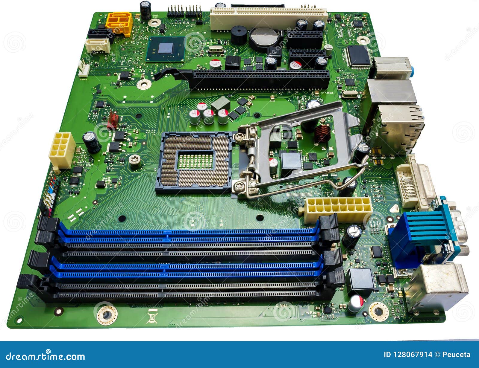 Computer Motherboard Isolated on Background Stock Photo - Image of path ...