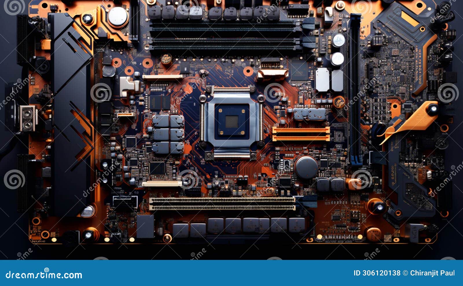 Computer Motherboard Isolated on White Stock Illustration ...