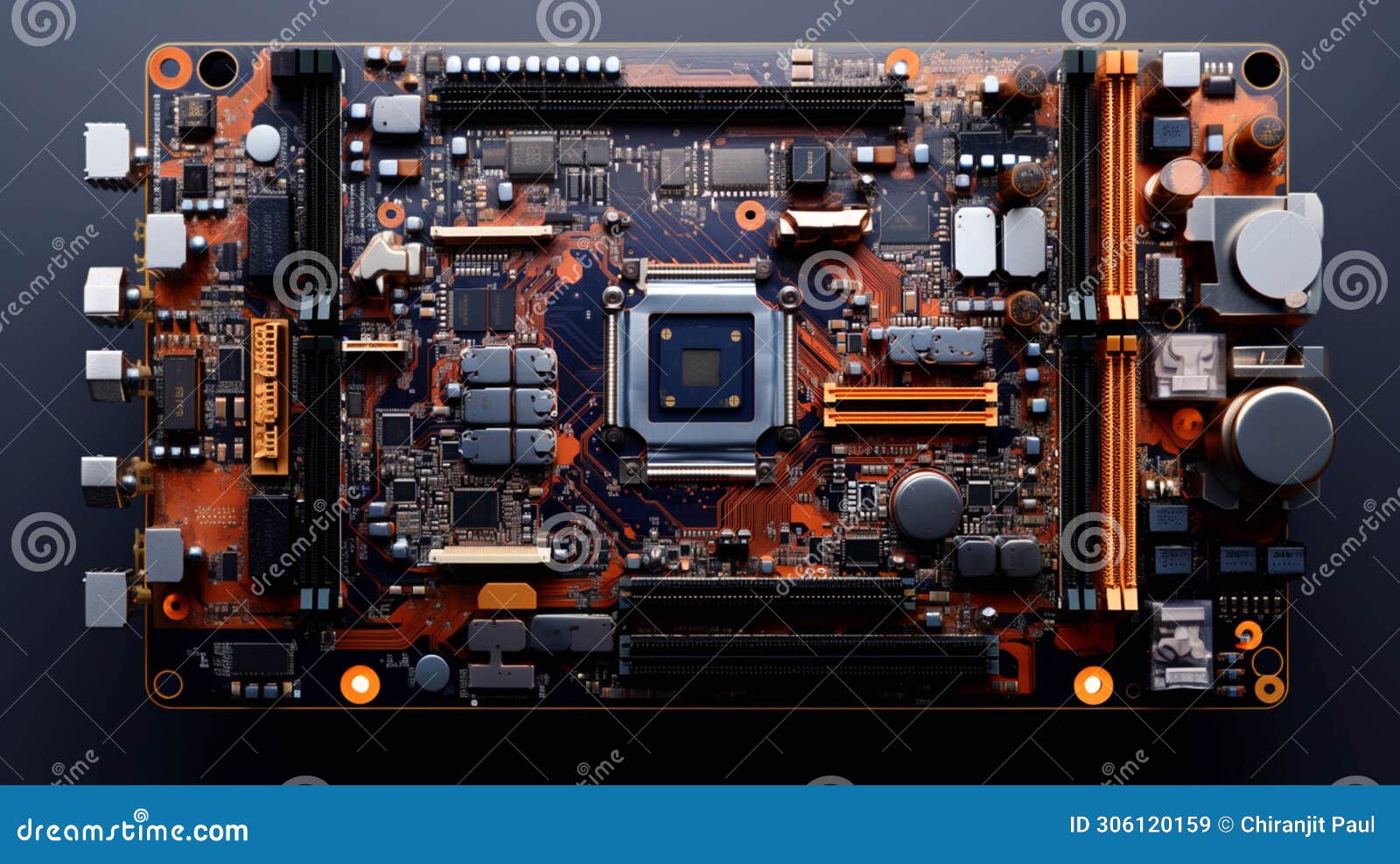 Computer Motherboard Isolated on White Stock Illustration ...