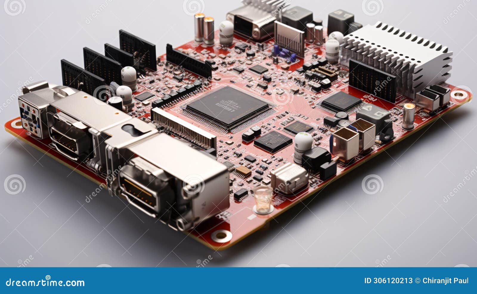 Computer Motherboard Isolated on White Stock Illustration ...