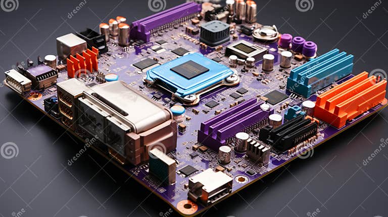 Computer Motherboard Isolated on White Stock Illustration - Illustration of processor, binary ...