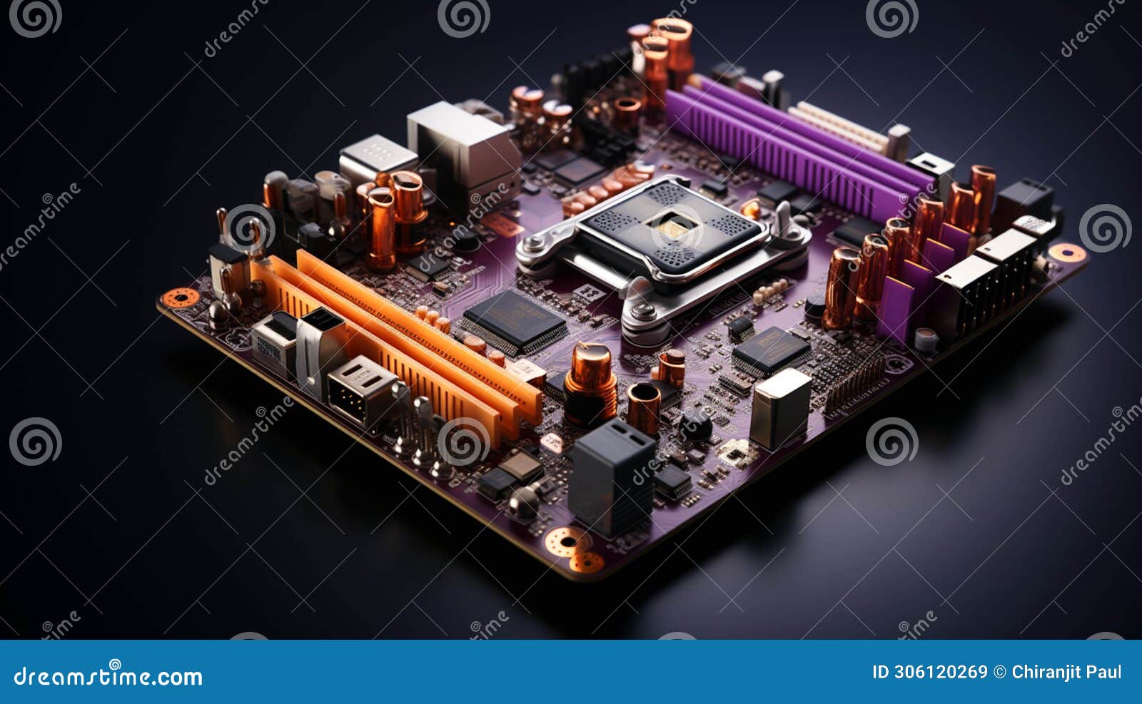 Computer Motherboard Isolated on White Stock Illustration ...