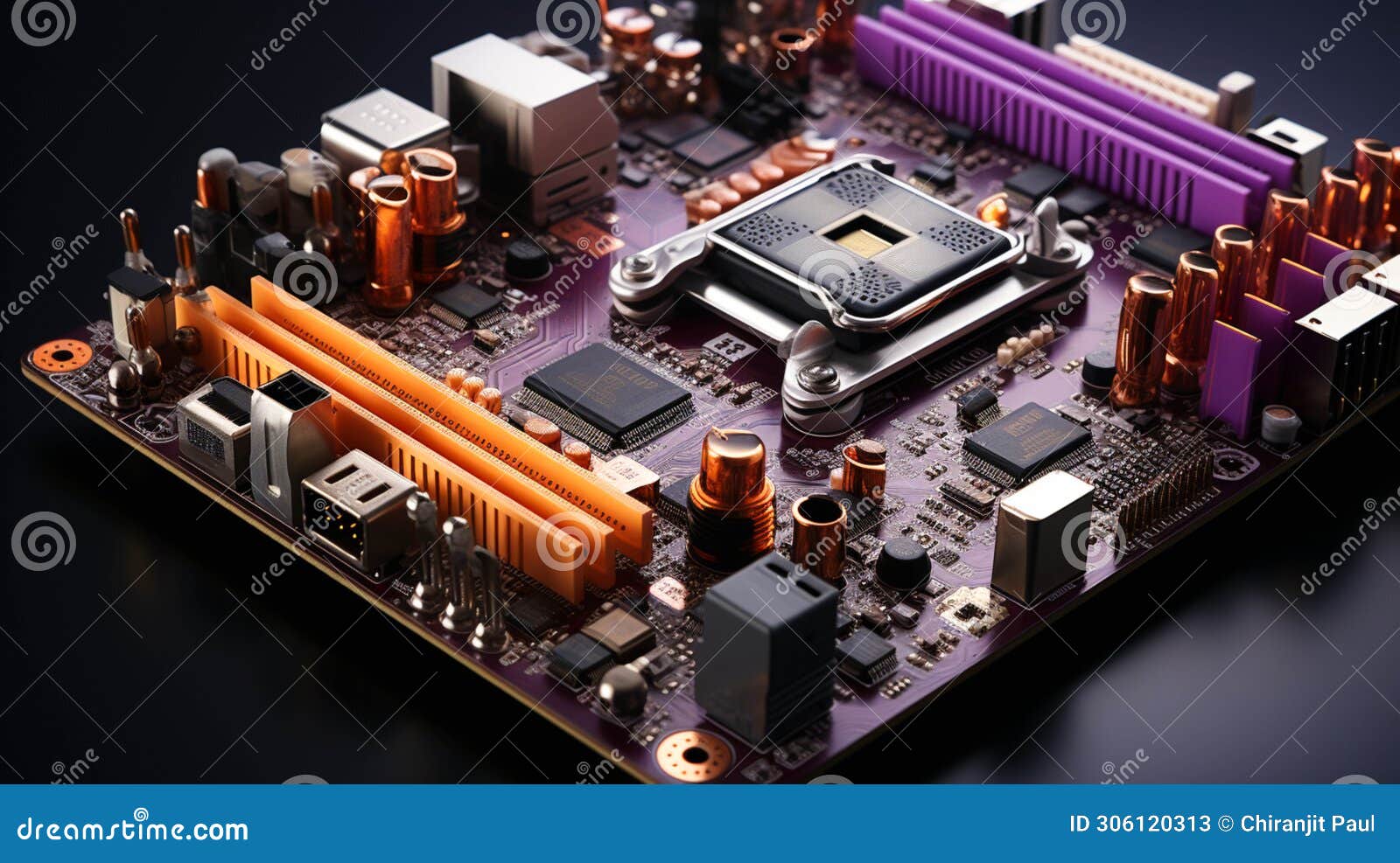 Computer Motherboard Isolated on White Stock Illustration ...