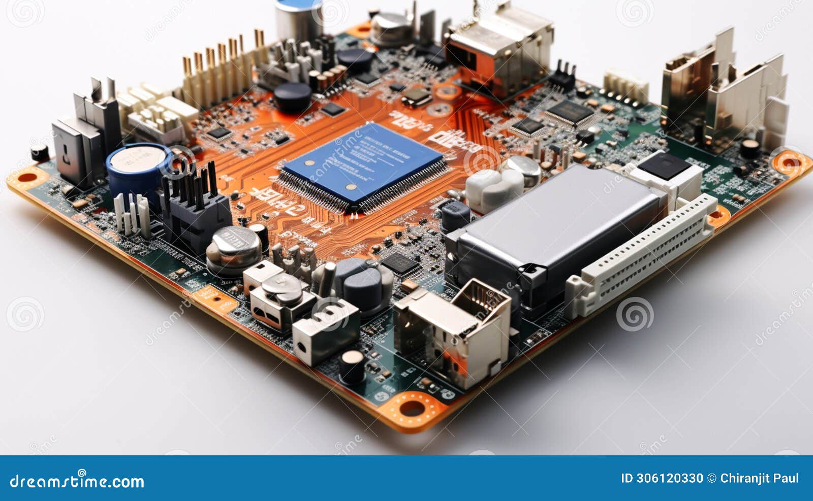 Computer Motherboard Isolated on White Stock Illustration ...