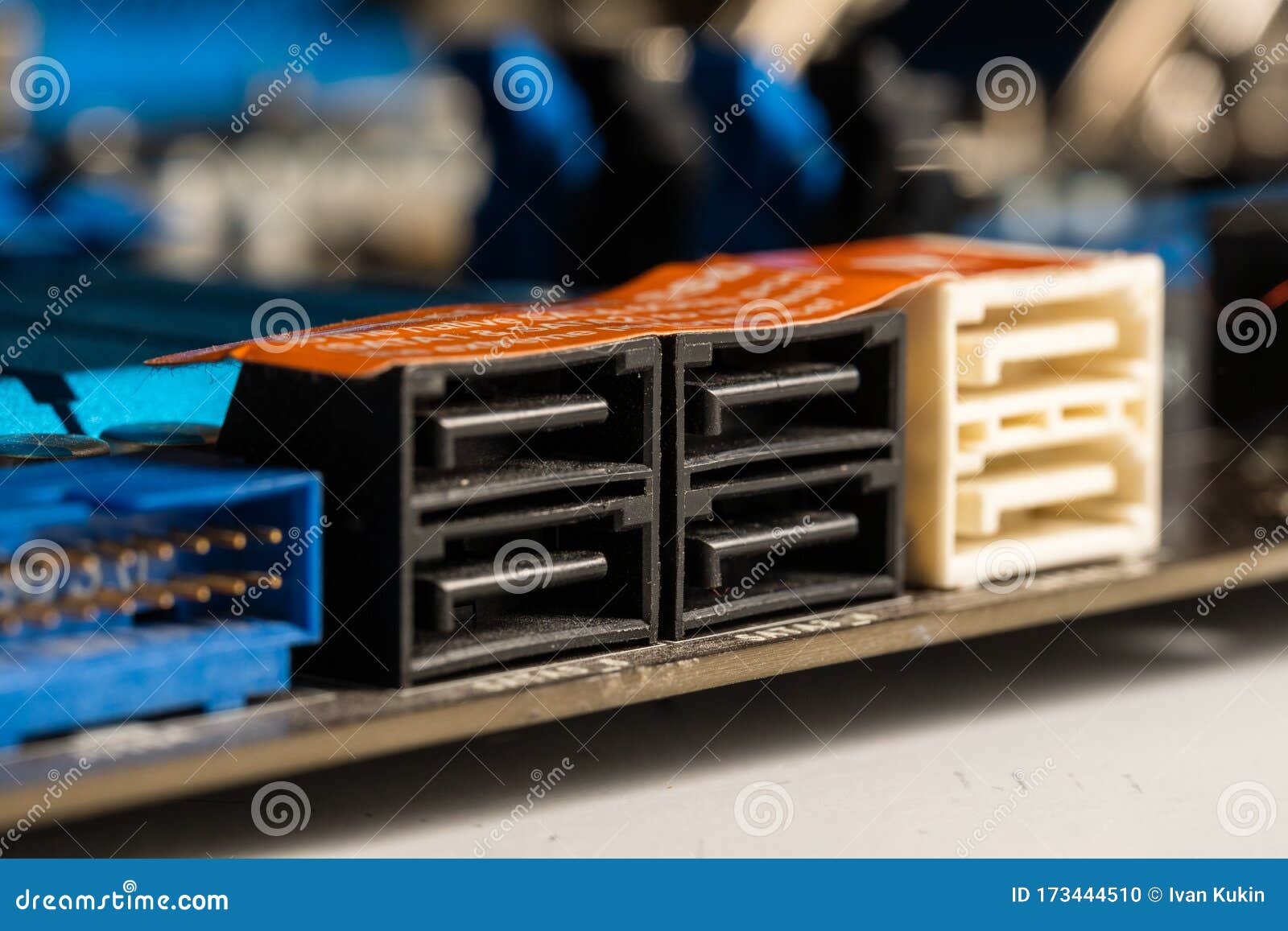 Computer Motherboard on it are Located Sata 3 Interfaces Stock Photo ...