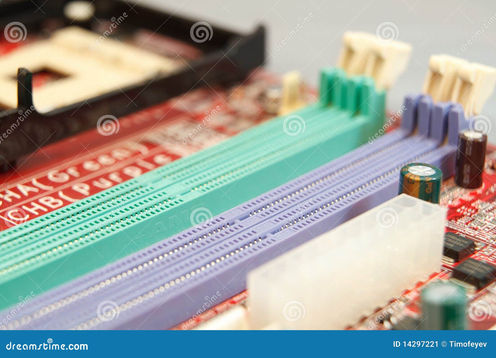 Computer Motherboard with Memory Slots Stock Image - Image of computer ...