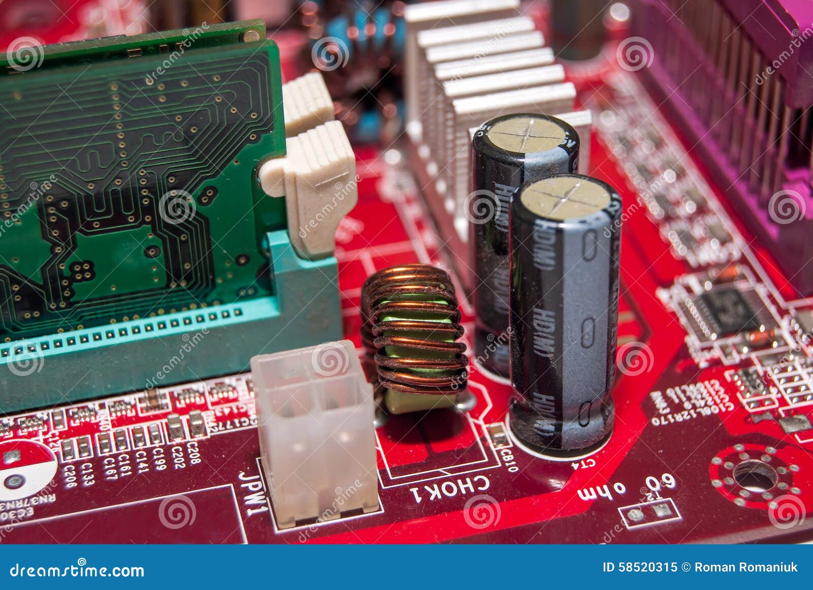 Computer Motherboard with Memory Slots Stock Image - Image of internal ...