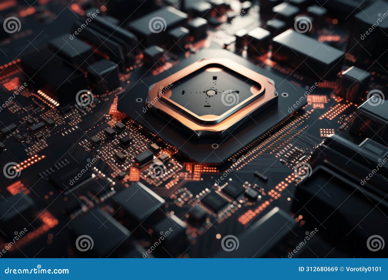 Computer Motherboard and Other Chips. CPU Processor Unit Chip on ...